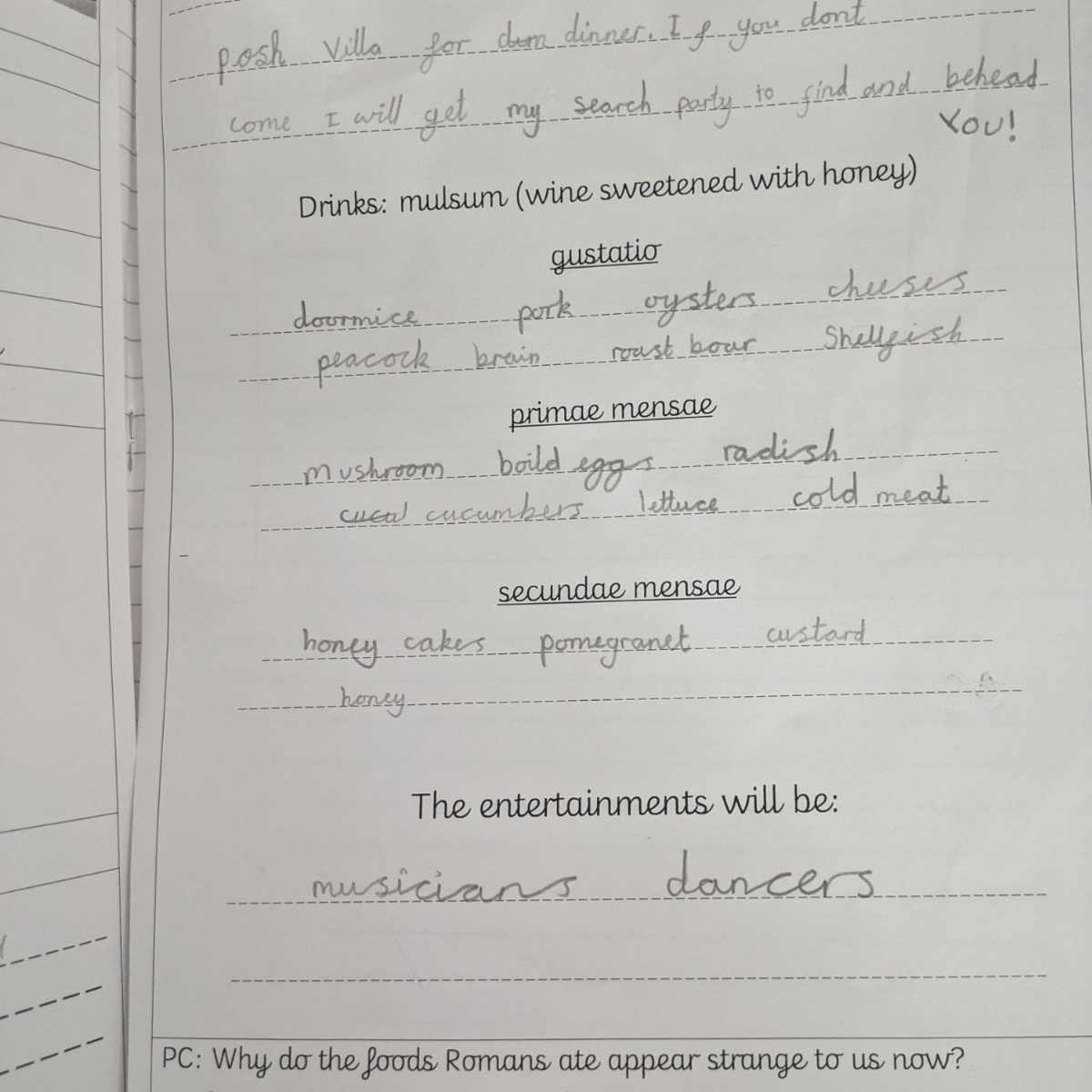 Highfield CE Primary School - A meal fit for a Roman!